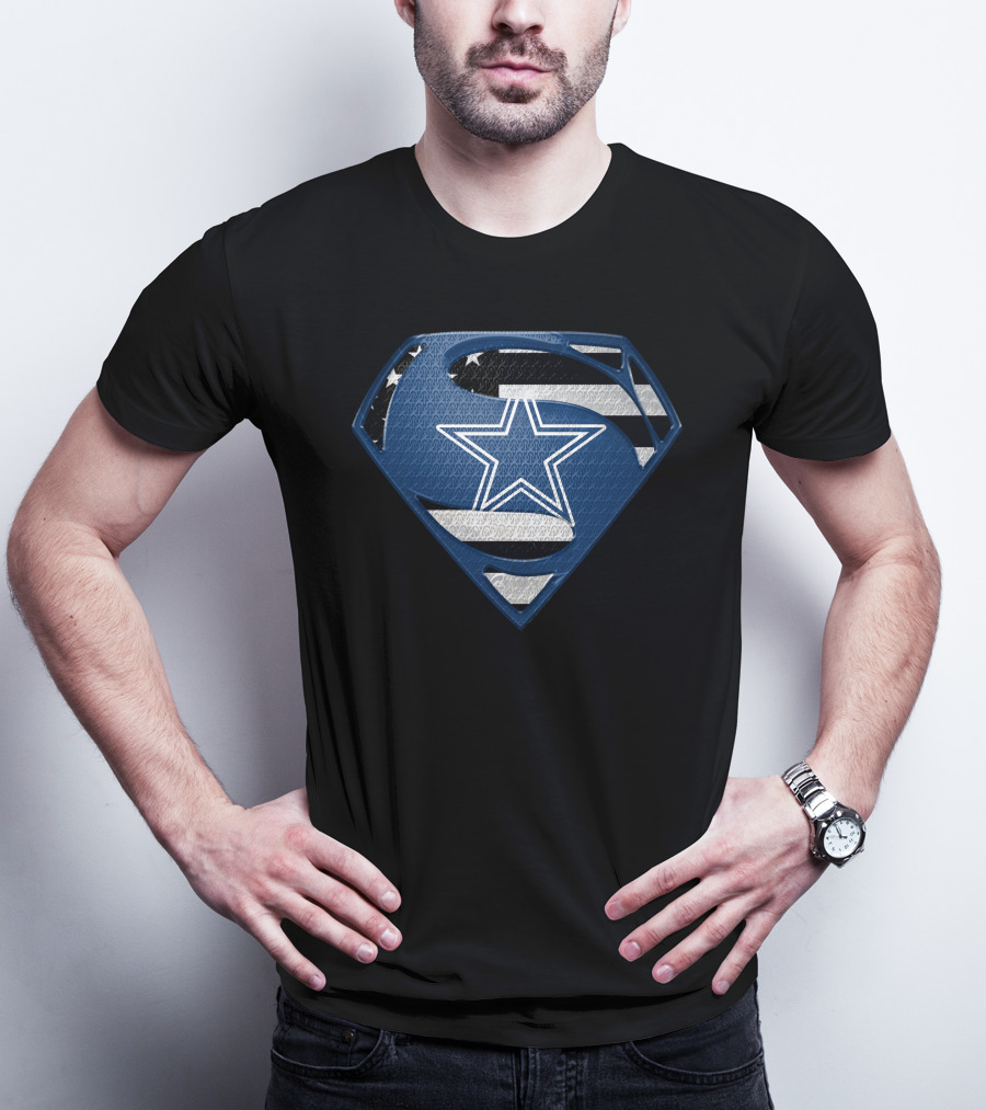 Dallas Cowboys Superman Star Emblem Flag T-Shirt