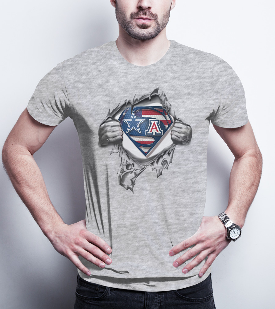 Dallas Cowboys Arizona Wildcats Logo Superman Shield T-Shirt