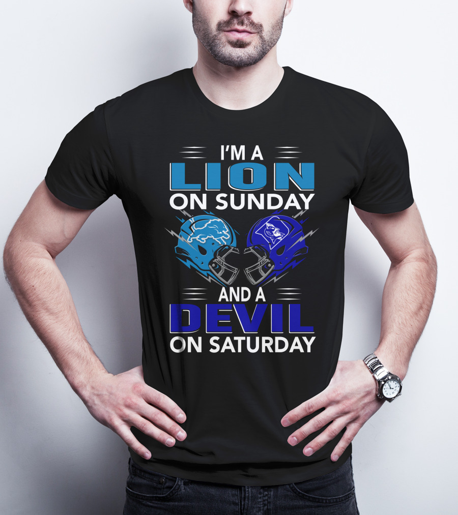 I'm A Lion On Sunday And A Devil On Saturday Football Helmets T-Shirt