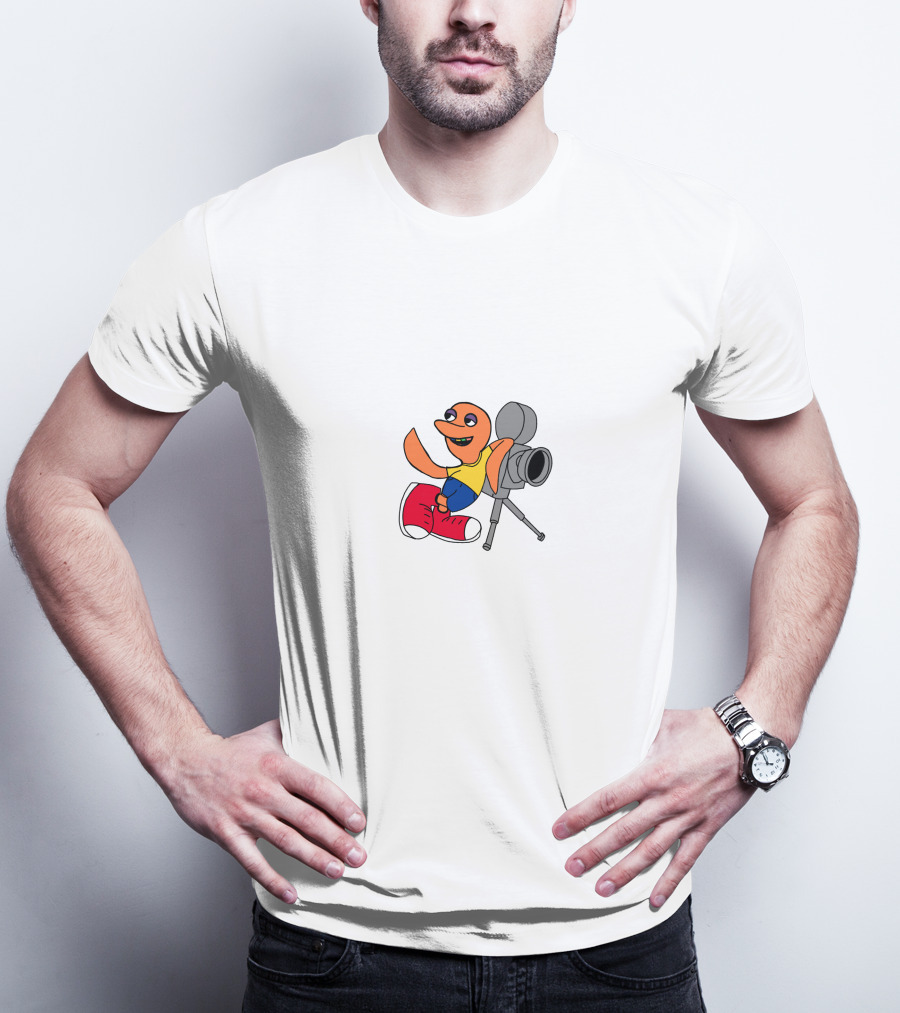 Illegal Civ Happy Cartoon Character With Camera And Red Shoe T-Shirt