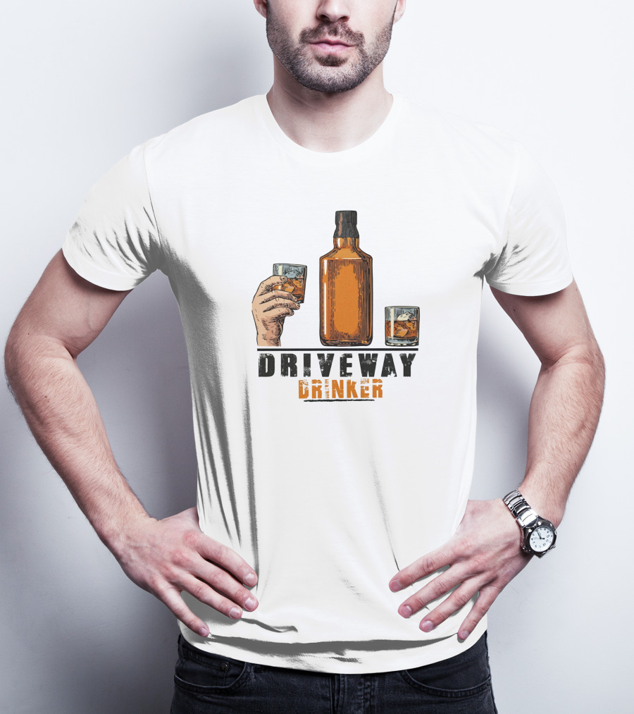 Driveway Drinker Whiskey Bottle And Glasses T-Shirt