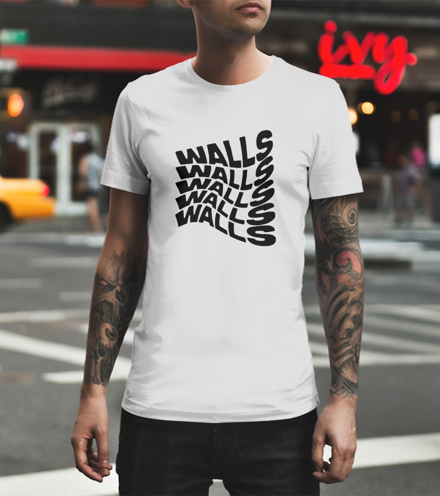 Wavy Black Walls Text Distortion T-Shirt