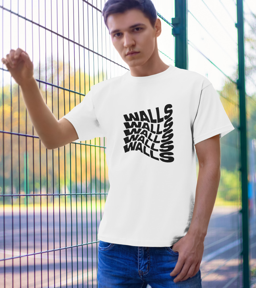 Wavy Black Walls Text Distortion T-Shirt
