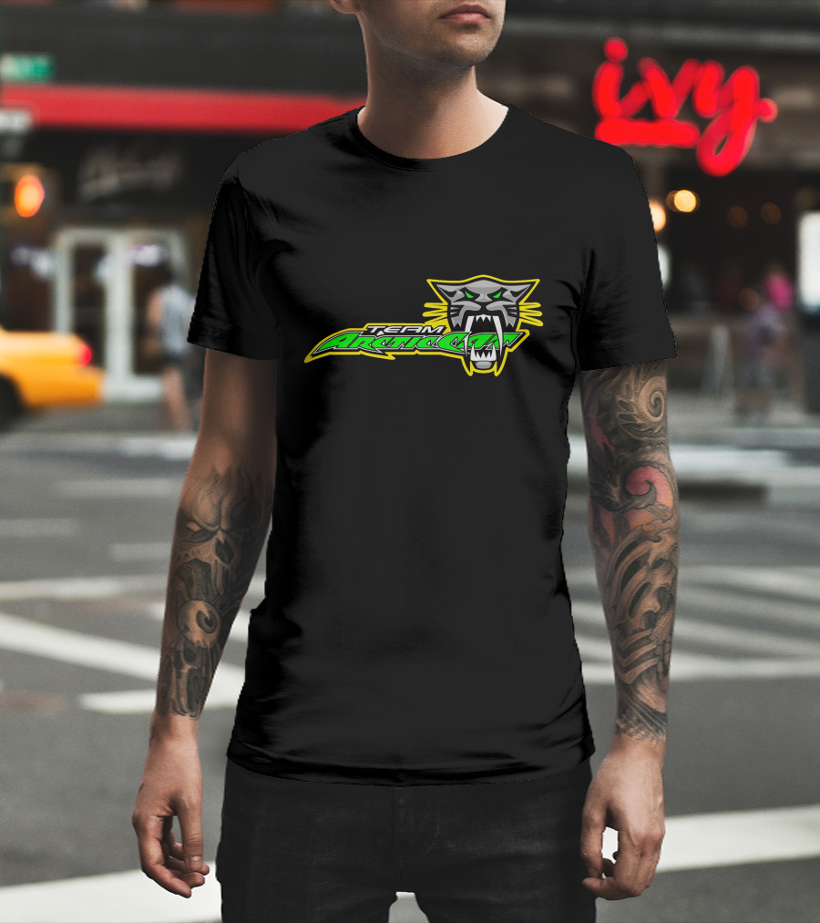 Team Arctic Cat Logo With Fierce Cat Head T-Shirt