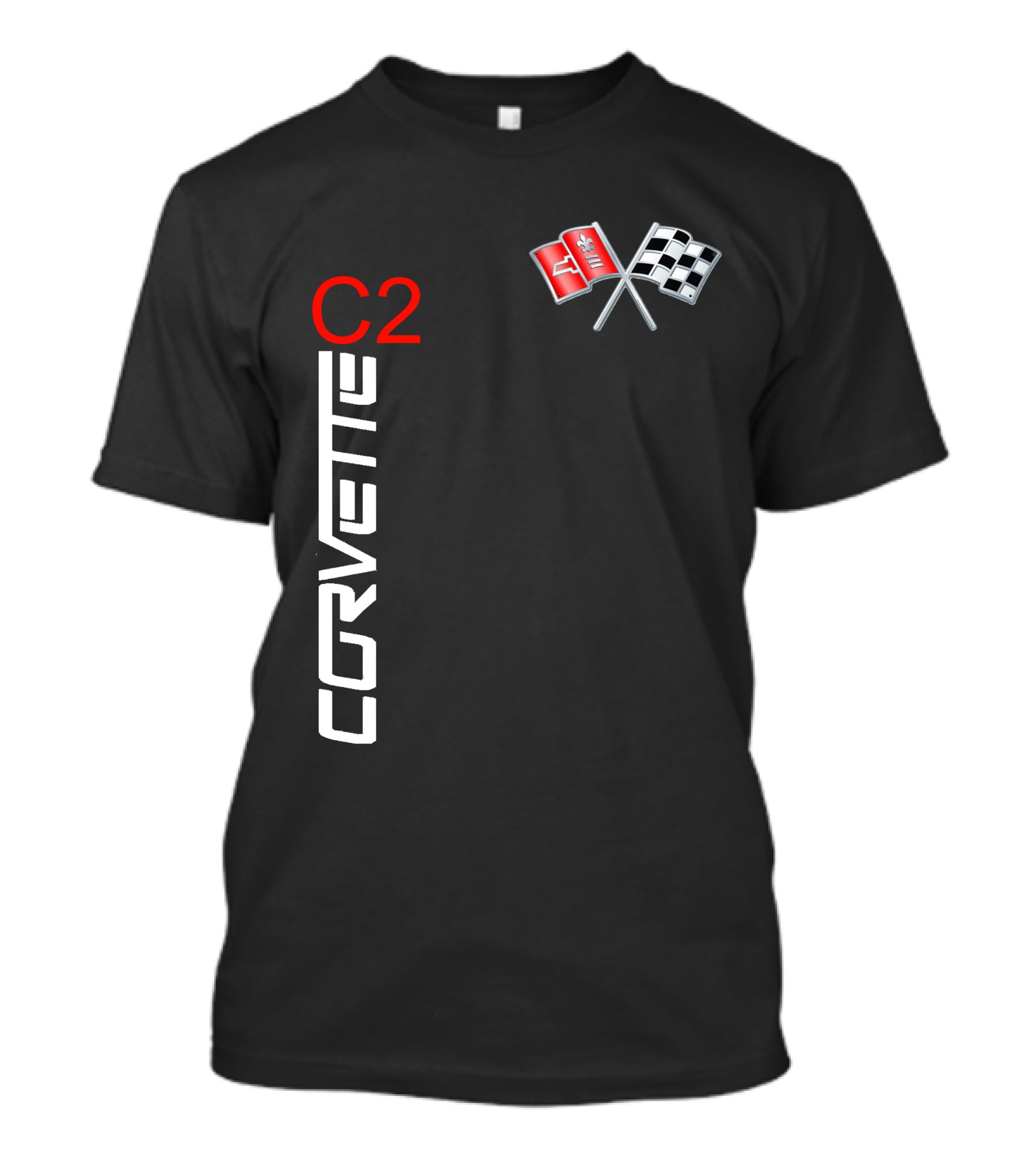 CORVETTE C2 Crossed Flags Emblem T-Shirt