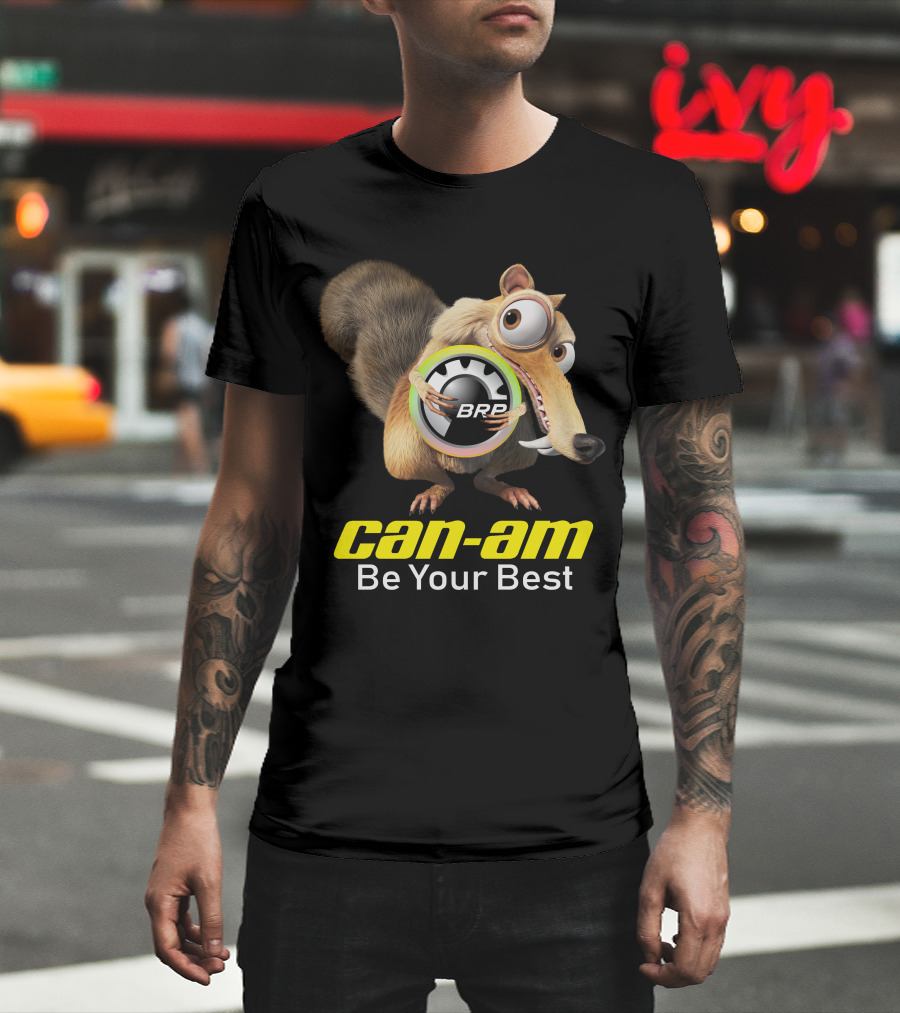Can-Am Be Your Best BRP Scrat Holding Wheel T-Shirt