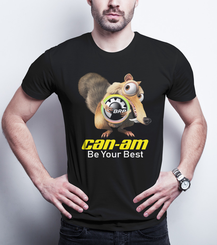 Can-Am Be Your Best BRP Scrat Holding Wheel T-Shirt