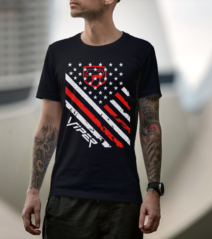 Dodge Viper American Flag Stripes And Stars T-Shirt