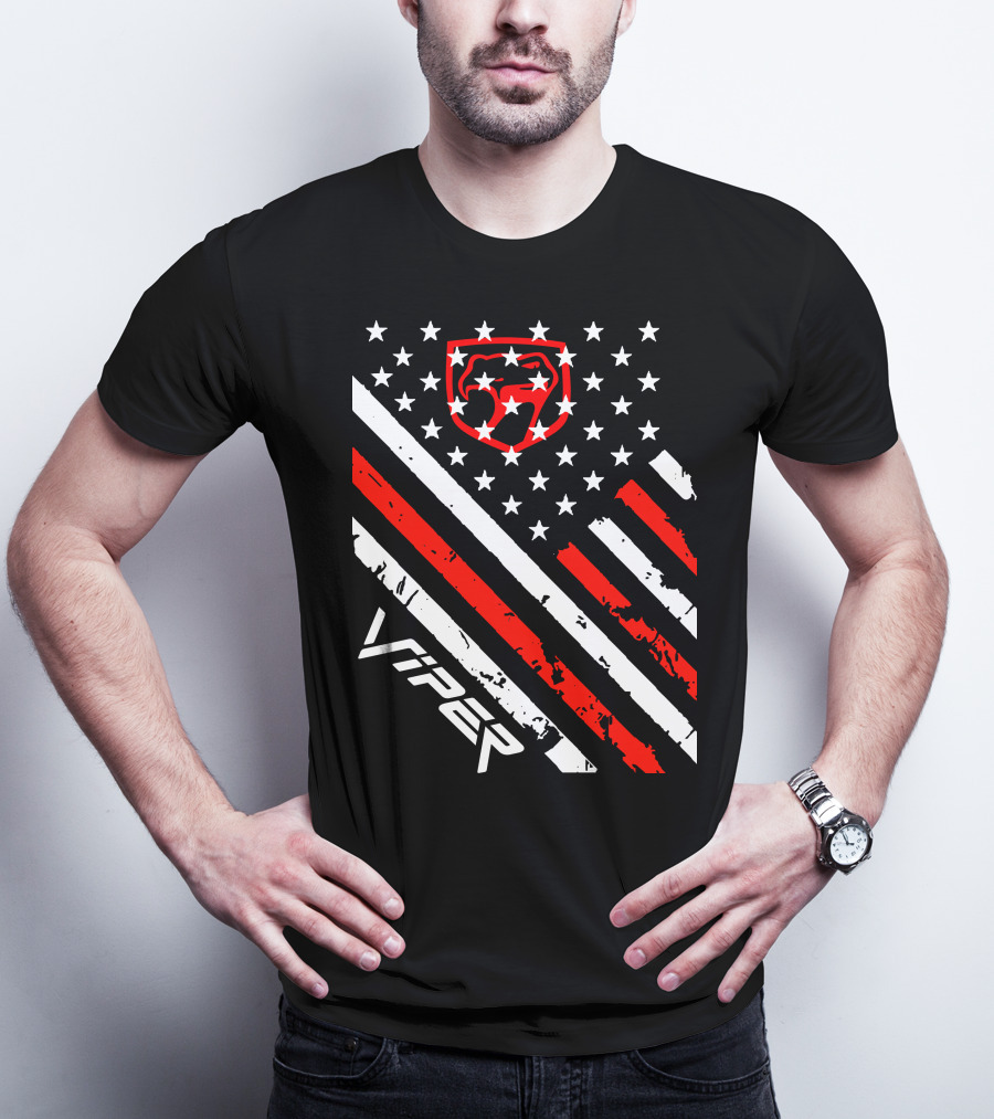 Dodge Viper American Flag Stripes And Stars T-Shirt
