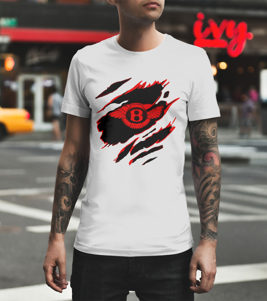 Bentley Red Winged Logo With Claw Marks T-Shirt