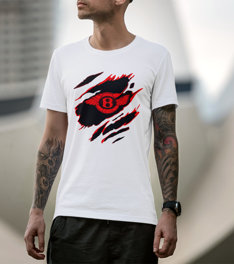 Bentley Red Winged Logo With Claw Marks T-Shirt