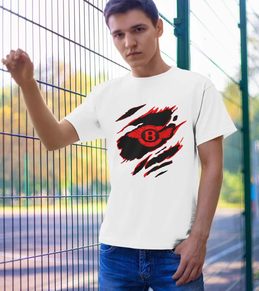 Bentley Red Winged Logo With Claw Marks T-Shirt