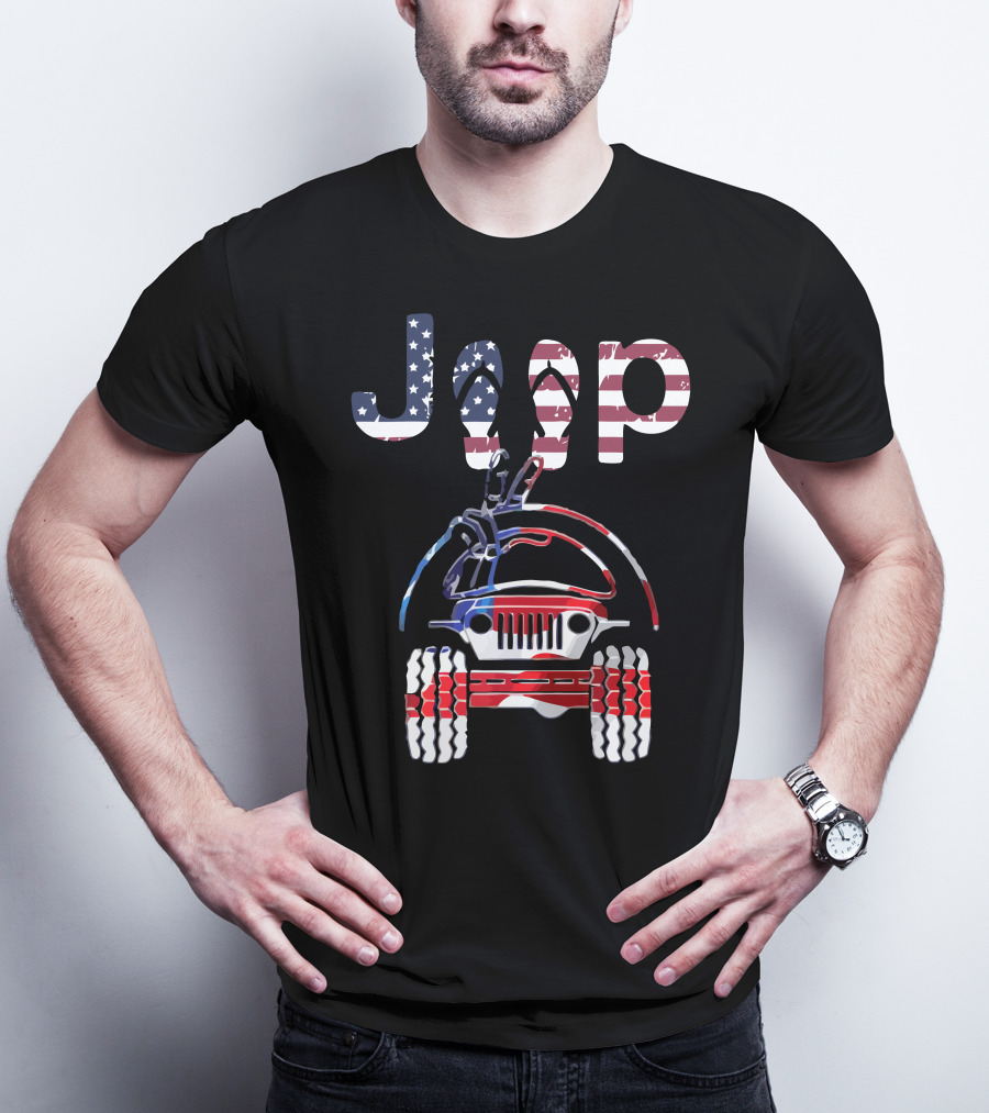 JEEP American Flag Off-Road Adventure T-Shirt