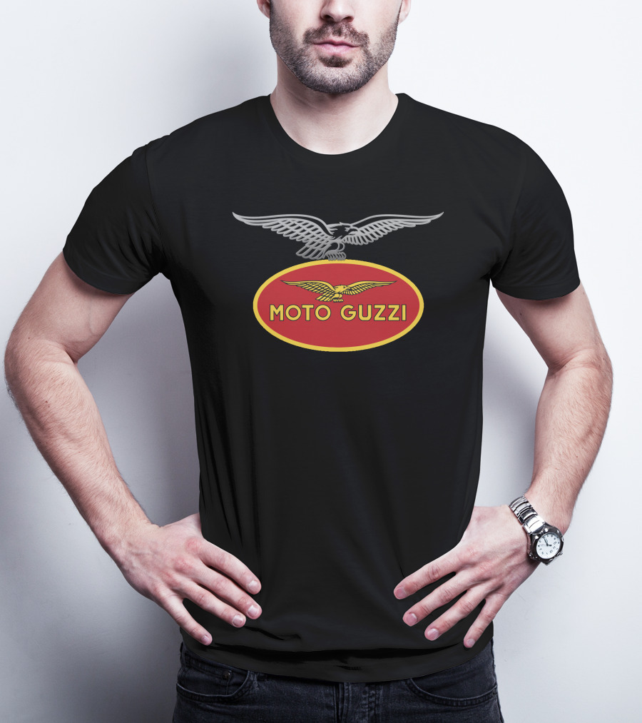 MOTO GUZZI Red Oval Emblem With Silver Eagle T-Shirt