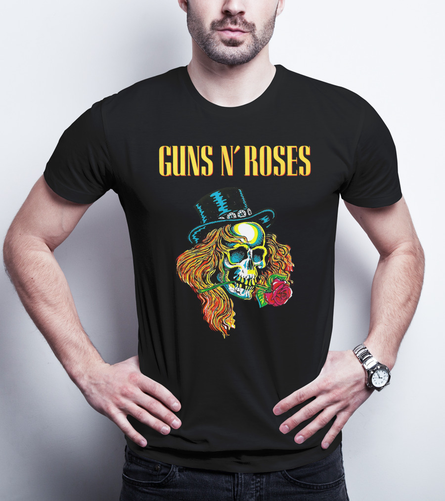 Guns N' Roses Skull With Hat And Rose T-Shirt