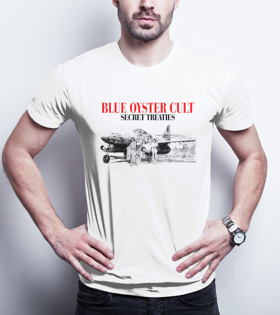BLUE OYSTER CULT SECRET TREATIES Airplane Band Members Sketch T-Shirt