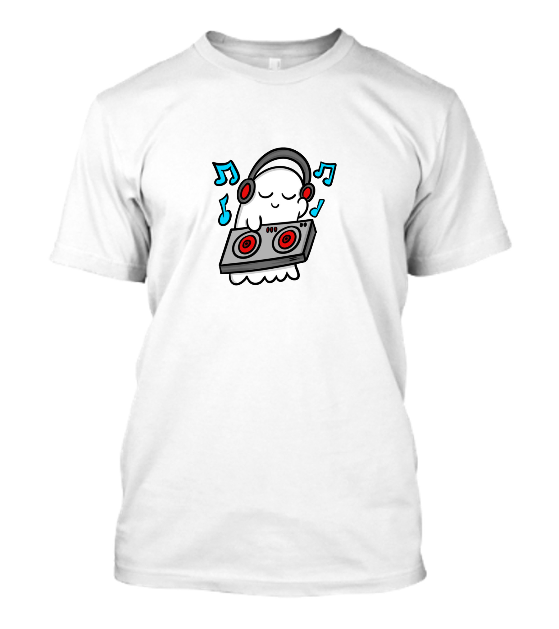 DJ Ghost Music Note Headphones Controller Cute Playing T-Shirt