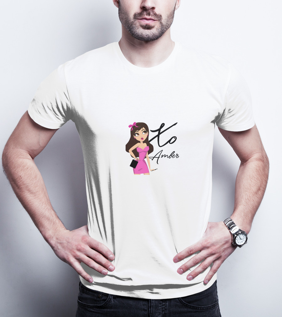 Xo Amber Scholl Pink Dress Cartoon T-Shirt