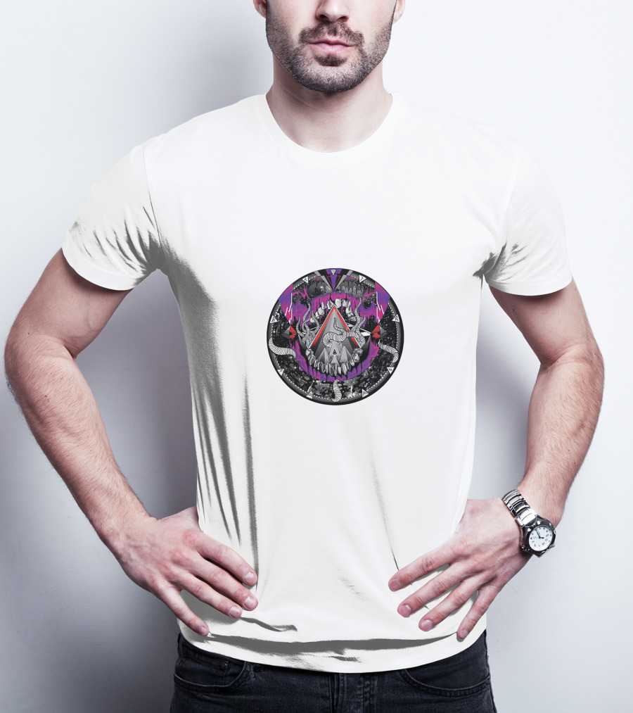 EPROM Psychedelic Triangle And Serpent Pattern With Purple And Black Elements T-Shirt