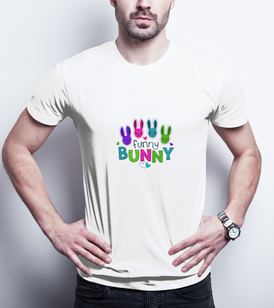 Funny Bunny Colorful Cute Rabbits Hearts Playful T-Shirt