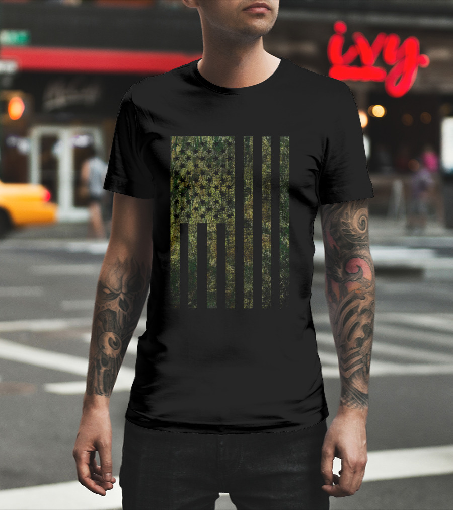 Bike Knight Outdoors American Camo Flag T-Shirt