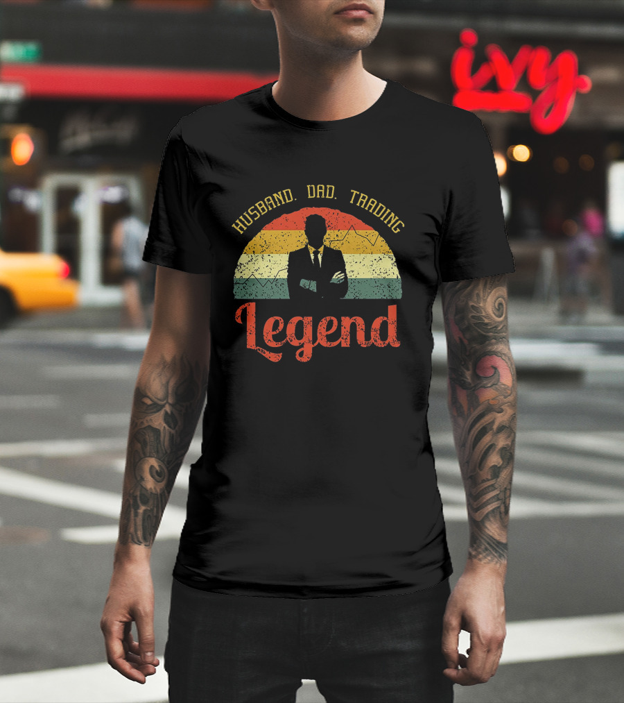 Husband Dad Trading Legend Vintage Style Silhouette Day Trader Investor T-Shirt