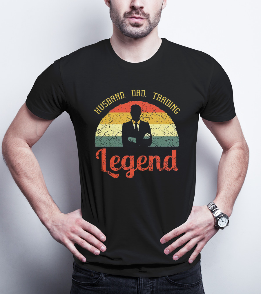 Husband Dad Trading Legend Vintage Style Silhouette Day Trader Investor T-Shirt