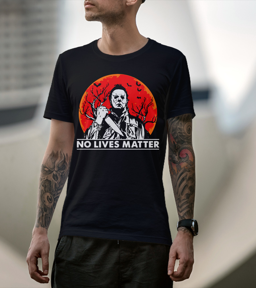 No Lives Matter Michael Myers Halloween Moon Knife Red Full Moon T-Shirt