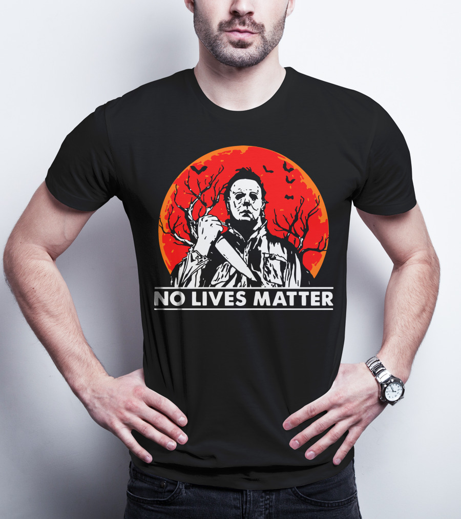 No Lives Matter Michael Myers Halloween Moon Knife Red Full Moon T-Shirt