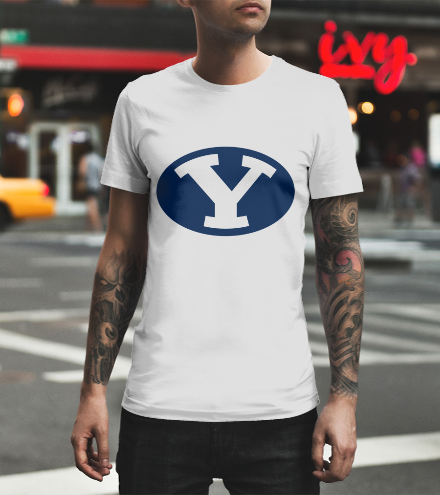 Brigham Young Cougars Y Logo Blue Oval T-Shirt