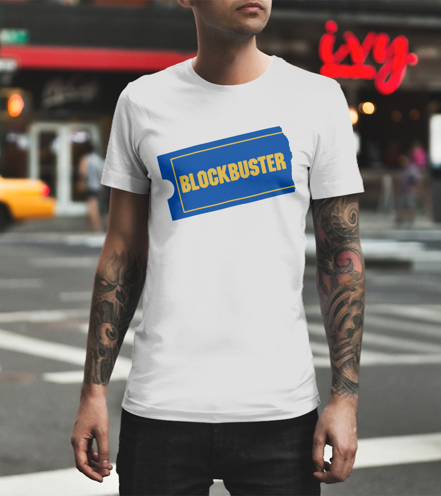 Blockbuster Blue Ticket Logo Nostalgia T-Shirt