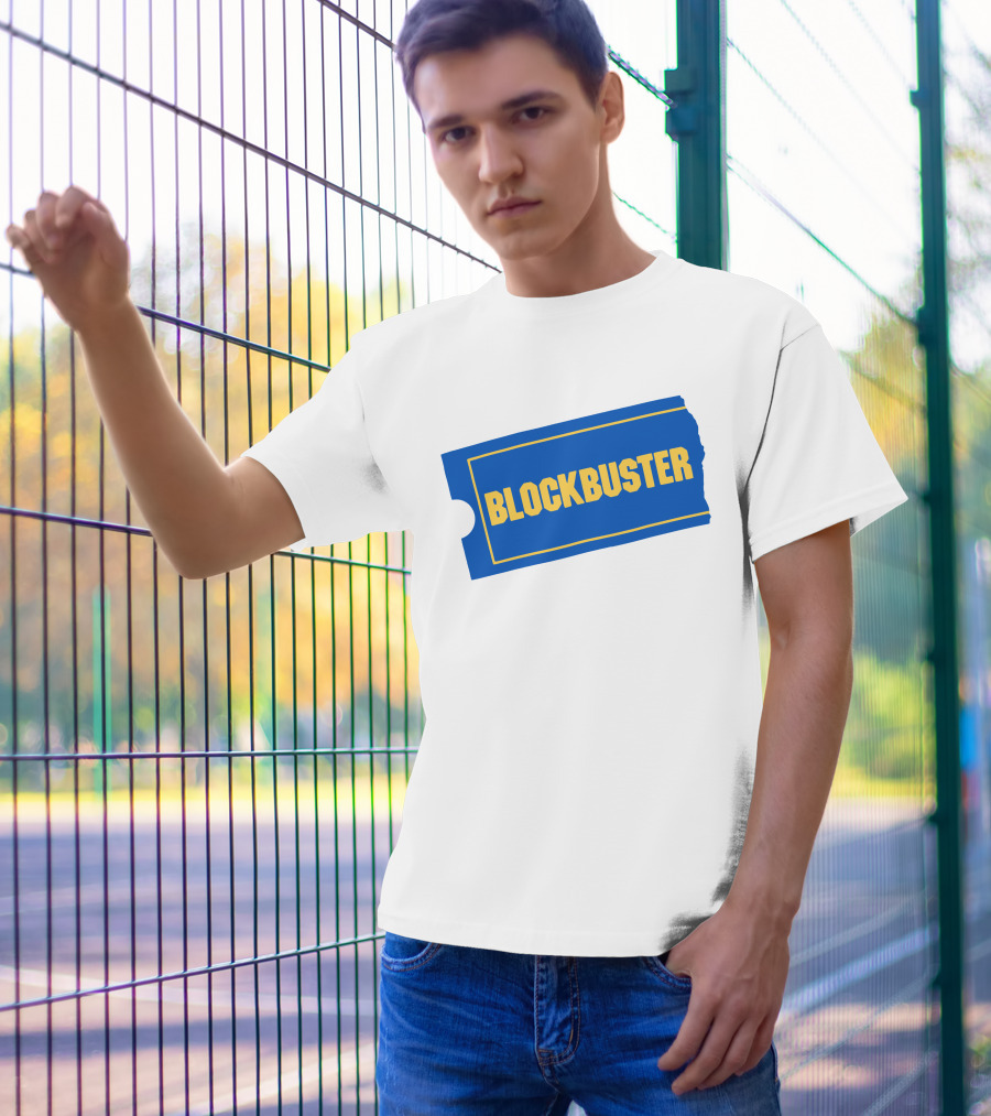 Blockbuster Blue Ticket Logo Nostalgia T-Shirt