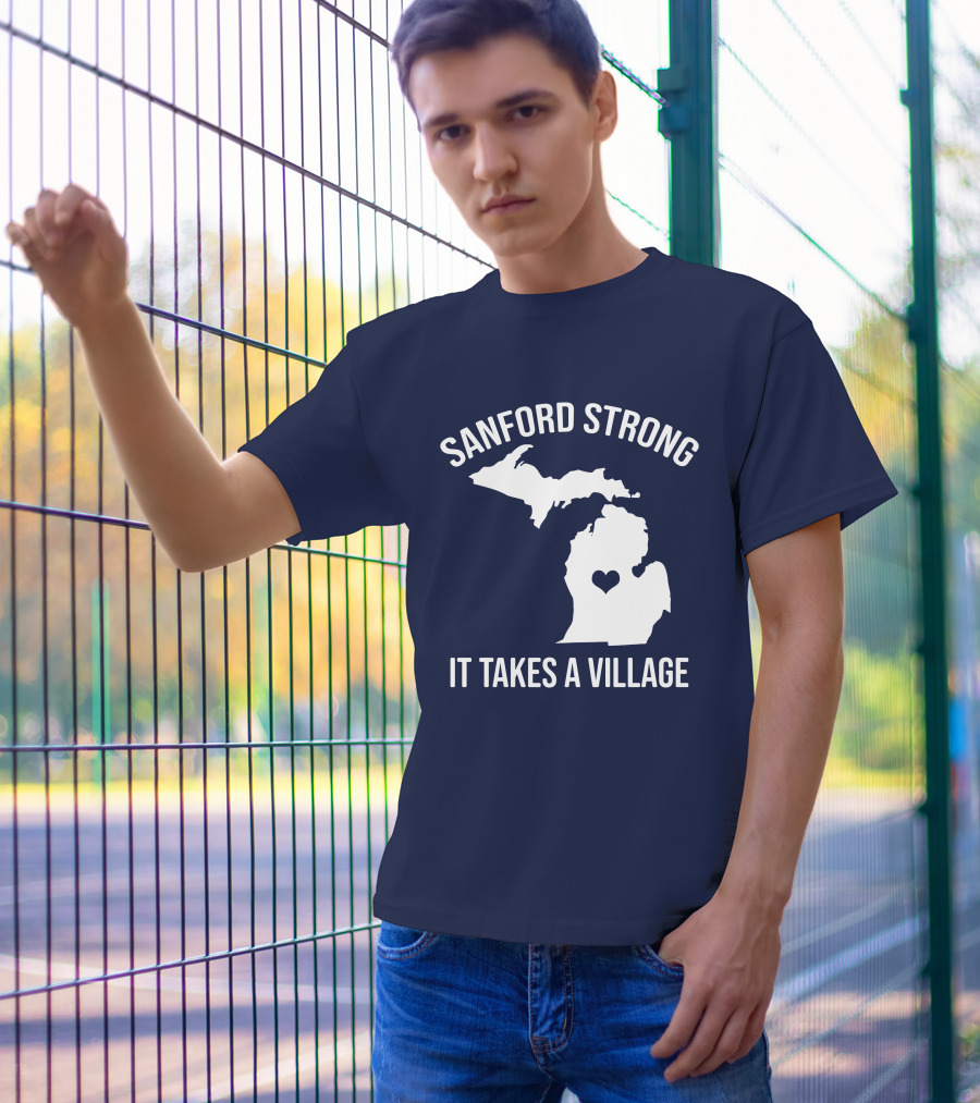 Sanford Strong It Takes A Village Michigan Map Heart T-Shirt