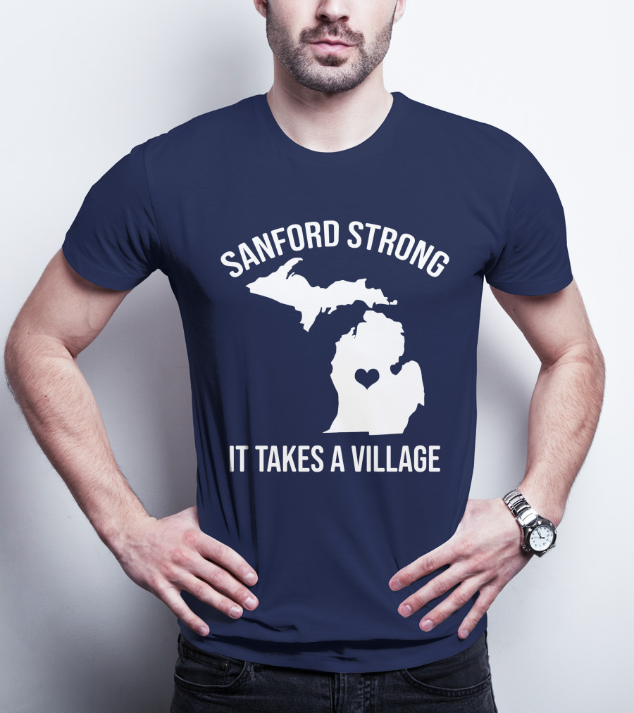 Sanford Strong It Takes A Village Michigan Map Heart T-Shirt