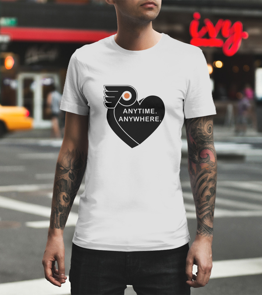Philadelphia Flyers X Amberella Collaboration Anytime Anywhere Heart T-Shirt
