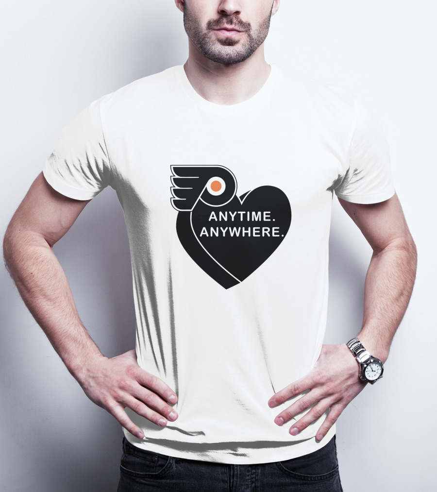 Philadelphia Flyers X Amberella Collaboration Anytime Anywhere Heart T-Shirt