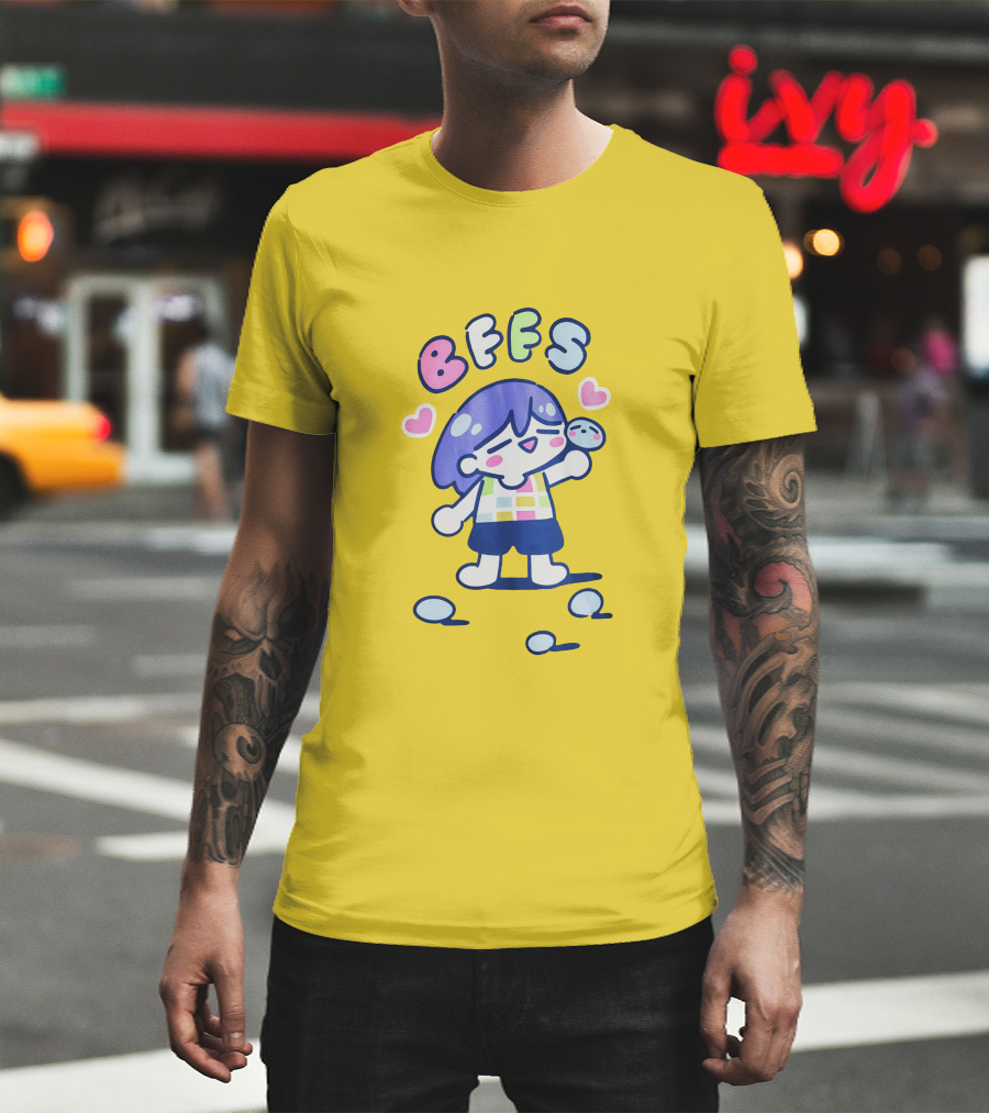 Omocat Omori Kel BFFS Purple Hair Colorful Hearts T-Shirt
