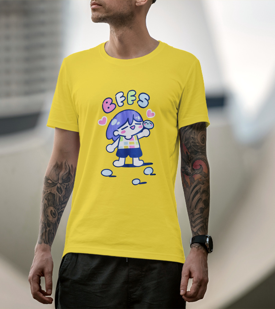 Omocat Omori Kel BFFS Purple Hair Colorful Hearts T-Shirt
