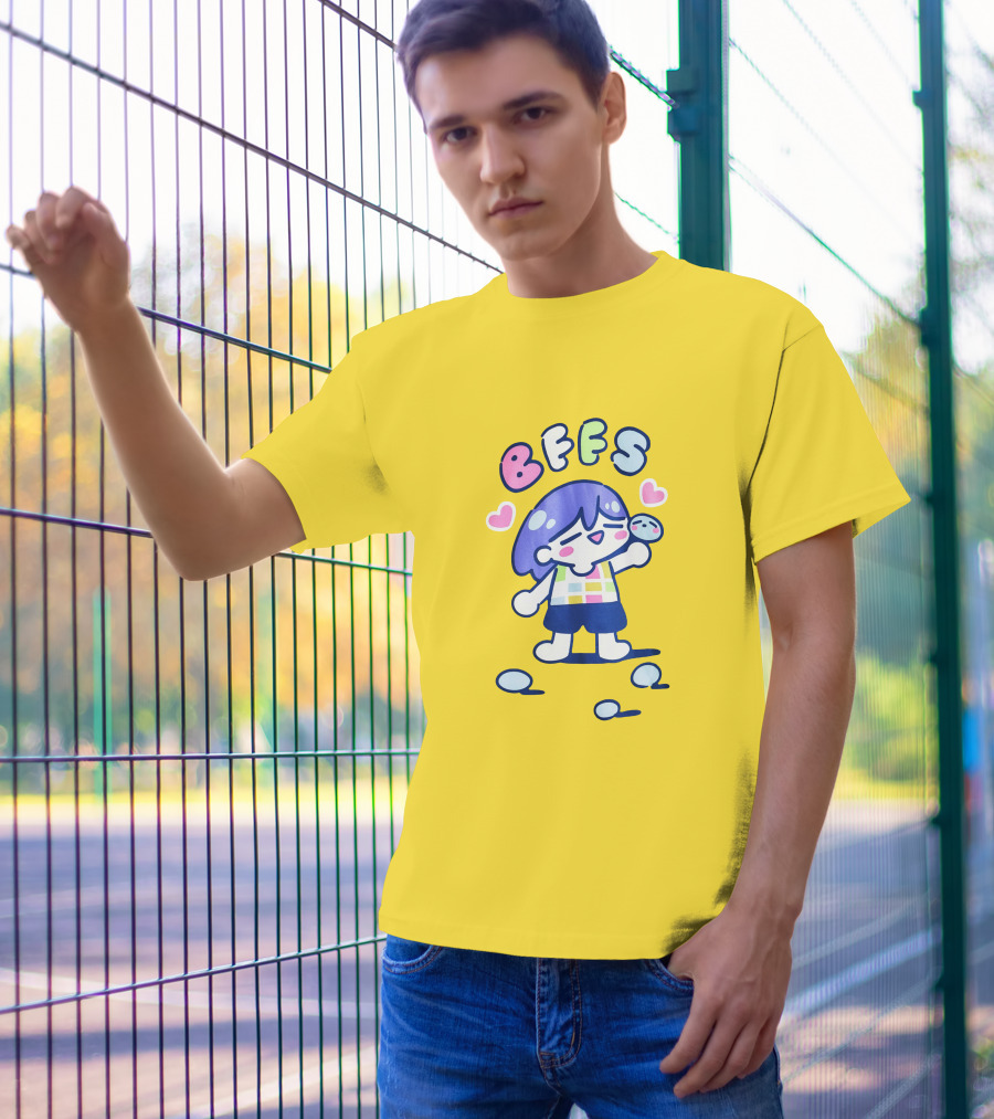Omocat Omori Kel BFFS Purple Hair Colorful Hearts T-Shirt