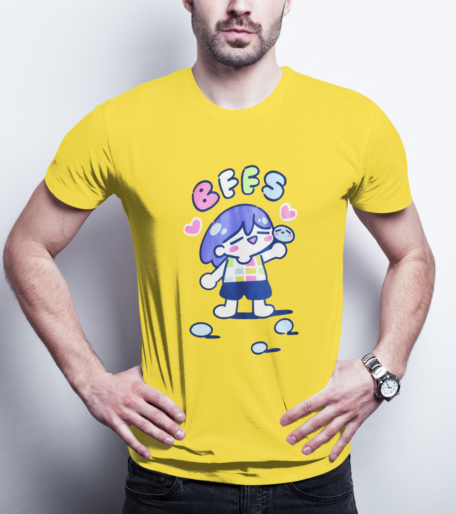 Omocat Omori Kel BFFS Purple Hair Colorful Hearts T-Shirt