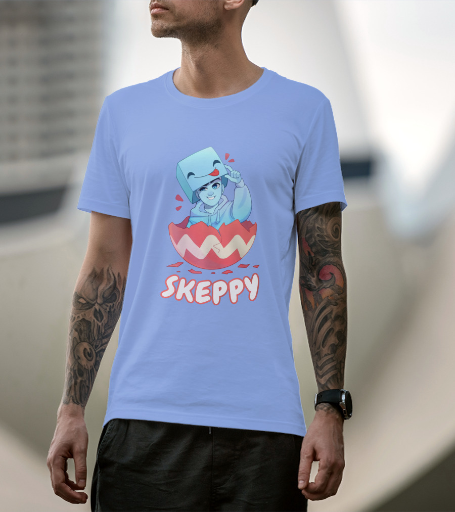 Skeppy Easter Merch Skeppy Egg Character In Red Cracked Shell T-Shirt