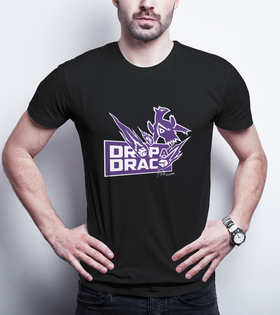 Tempo Pokeaim DropaDraco Remaster Logo With Purple And White Dragon Elements T-Shirt