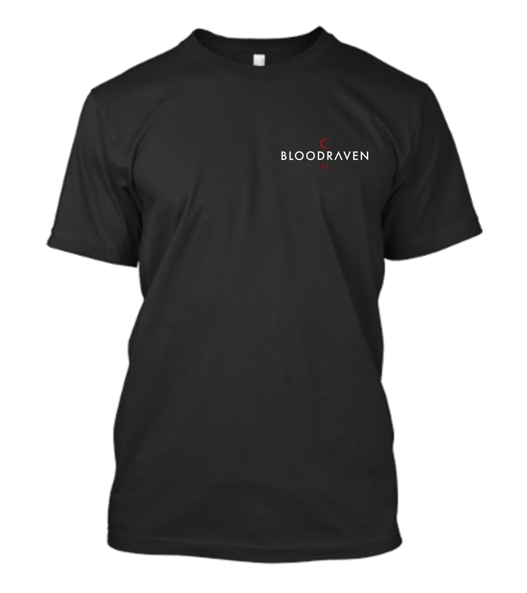 BloodRaven Merch Store Text With Red Crescent And Blood Drips T-Shirt