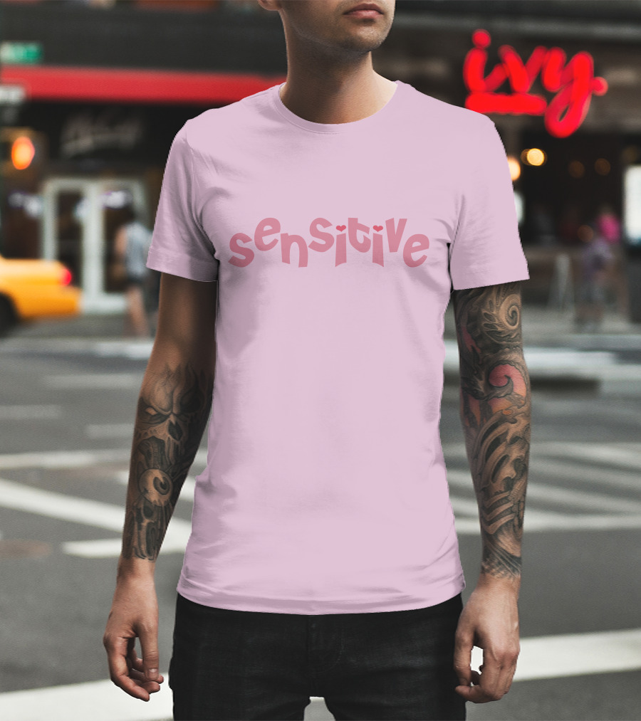 Lilsimsie Merch Sensitive Pink Heart Letters T-Shirt
