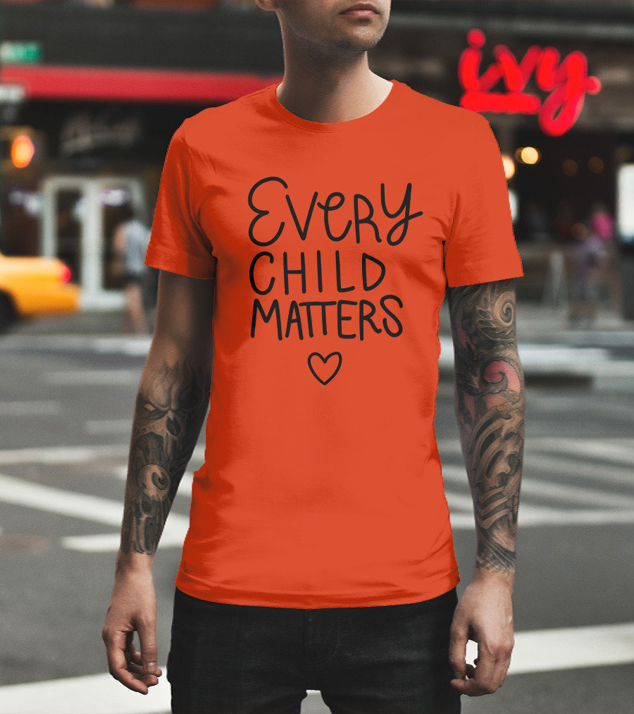 Every Child Matters Heart Symbol Orange Background T-Shirt