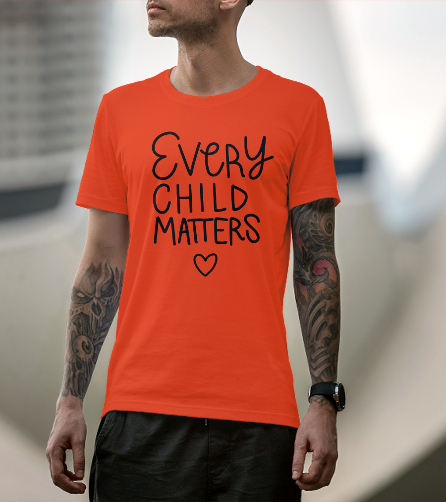 Every Child Matters Heart Symbol Orange Background T-Shirt
