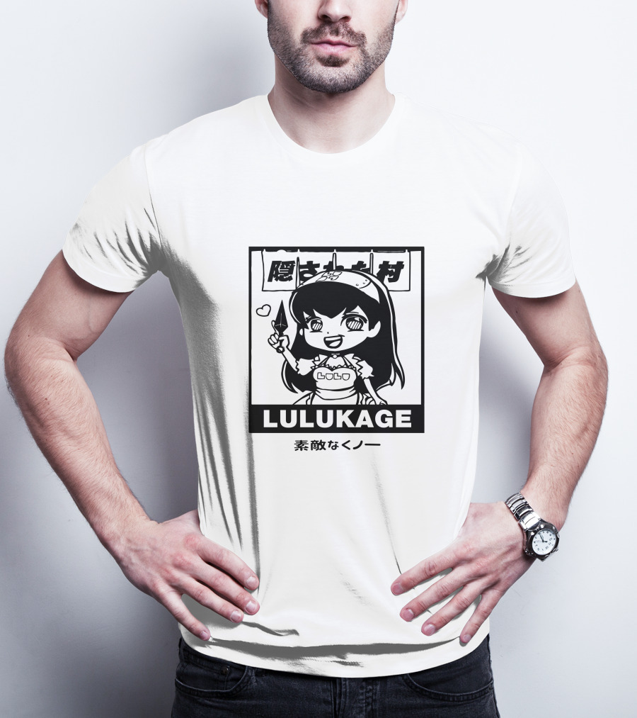 Lulukage Anime Character With Knife And Heart Symbol In Japanese T-Shirt