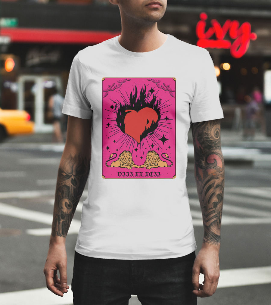 Demi Lovato Burning Heart Pink Lions VIII.XX.XCII T-Shirt