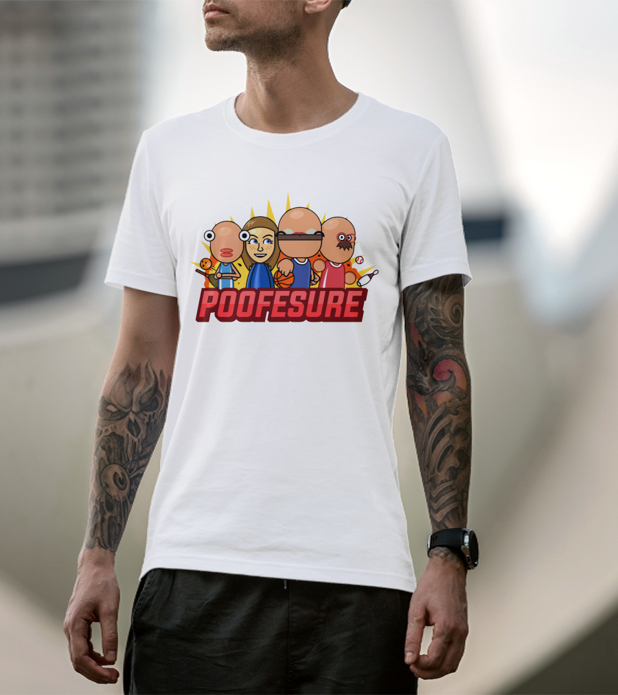 Poofesure Cartoon Characters Baseball Bowling Basketball Gaming Collection T-Shirt