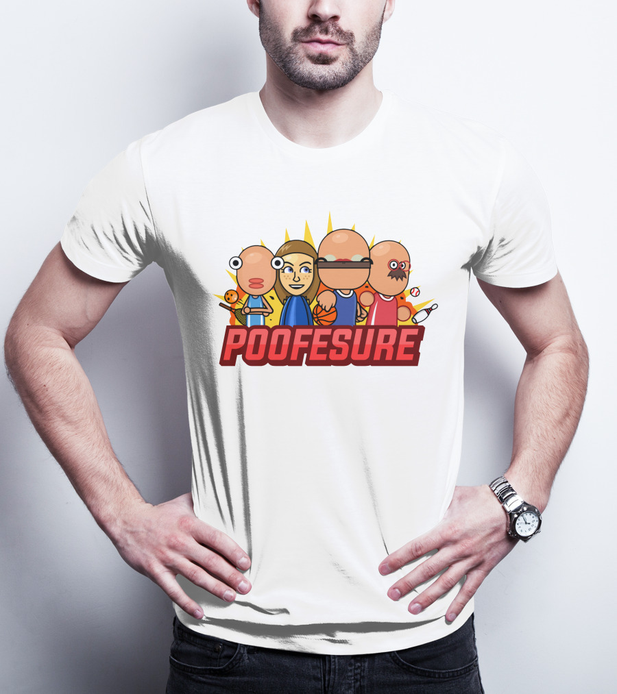 Poofesure Cartoon Characters Baseball Bowling Basketball Gaming Collection T-Shirt